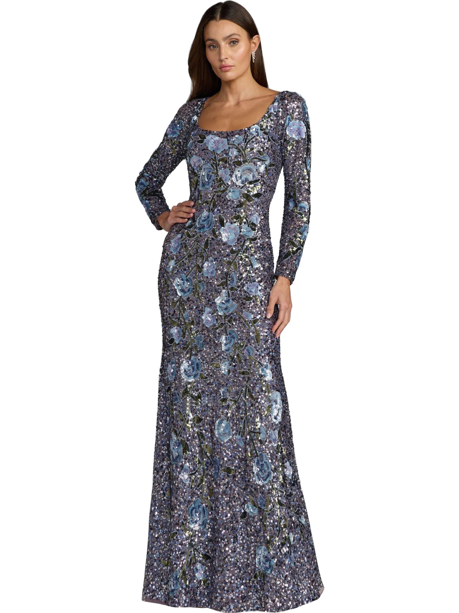 MAC DUGGAL Mac Duggal Sequined Floral Gown